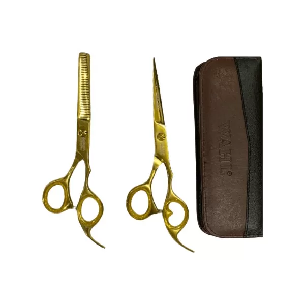 Set Tijeras Wahl 6" Doradas - Golden Barber